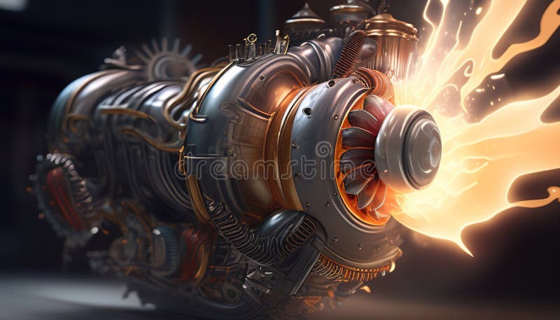 Dynamic and Powerful Illustration of a Turbocharged Engine Stock ...