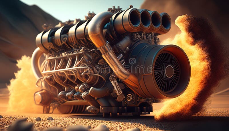 Dynamic and Powerful Illustration of a Turbocharged Engine Stock ...