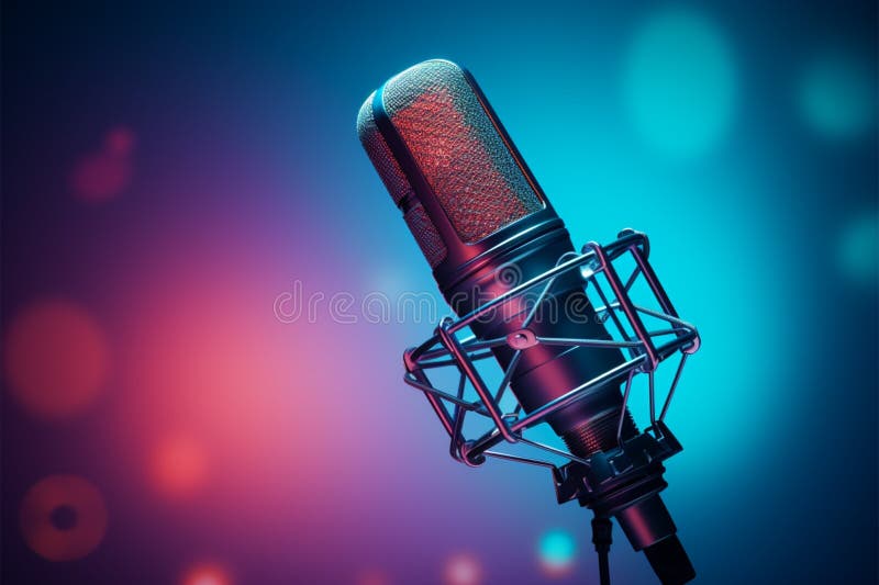 Dynamic Presentation 3D Rendering of a Studio Microphone with Neon ...