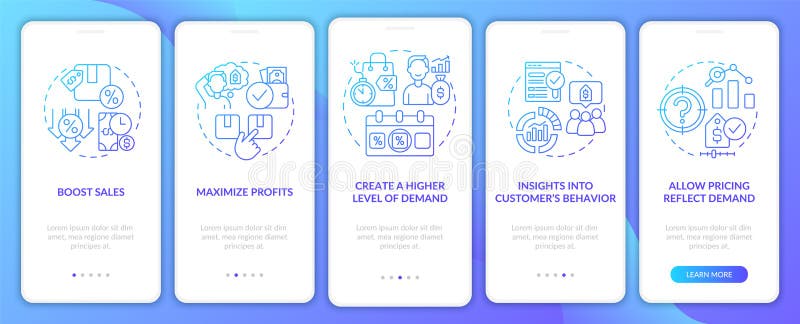 Dynamic Pricing Pros Blue Gradient Onboarding Mobile App Screen Stock ...
