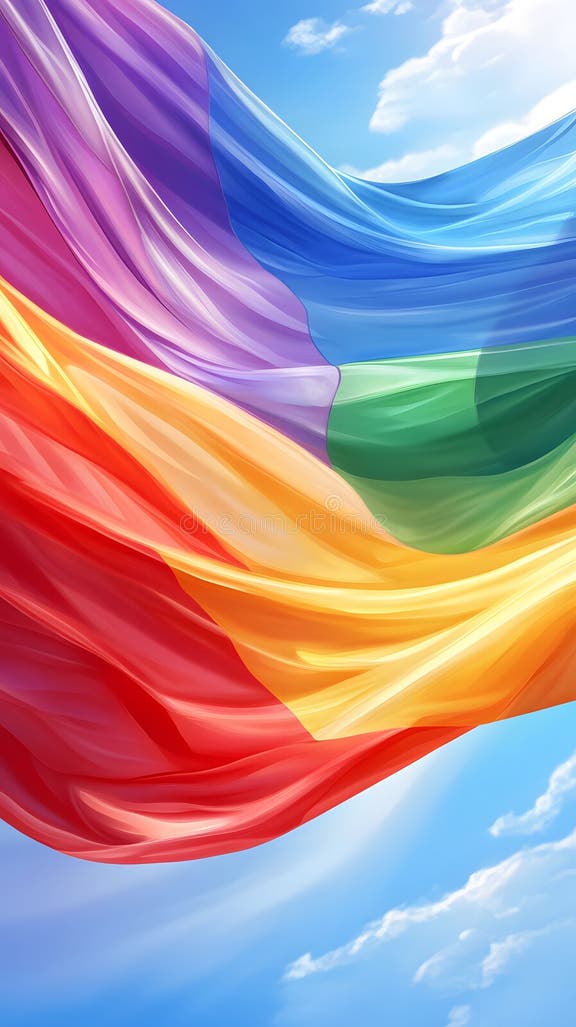 Dynamic Pride Flag Waving in the Wind with Vibrant Colors Stock ...