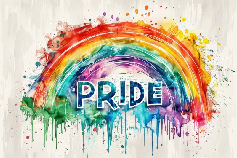 Dynamic Pride Graphic with a Colorful Rainbow and Splashes of Paint ...