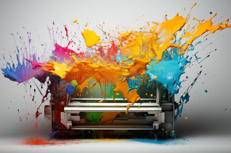 Dynamic Printer Color Splashes Element. Generate Ai Stock Image - Image ...