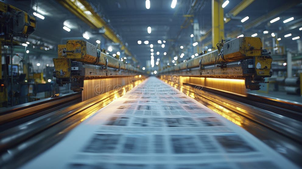 Dynamic Printing Operation with Bright Workspaces Stock Illustration ...