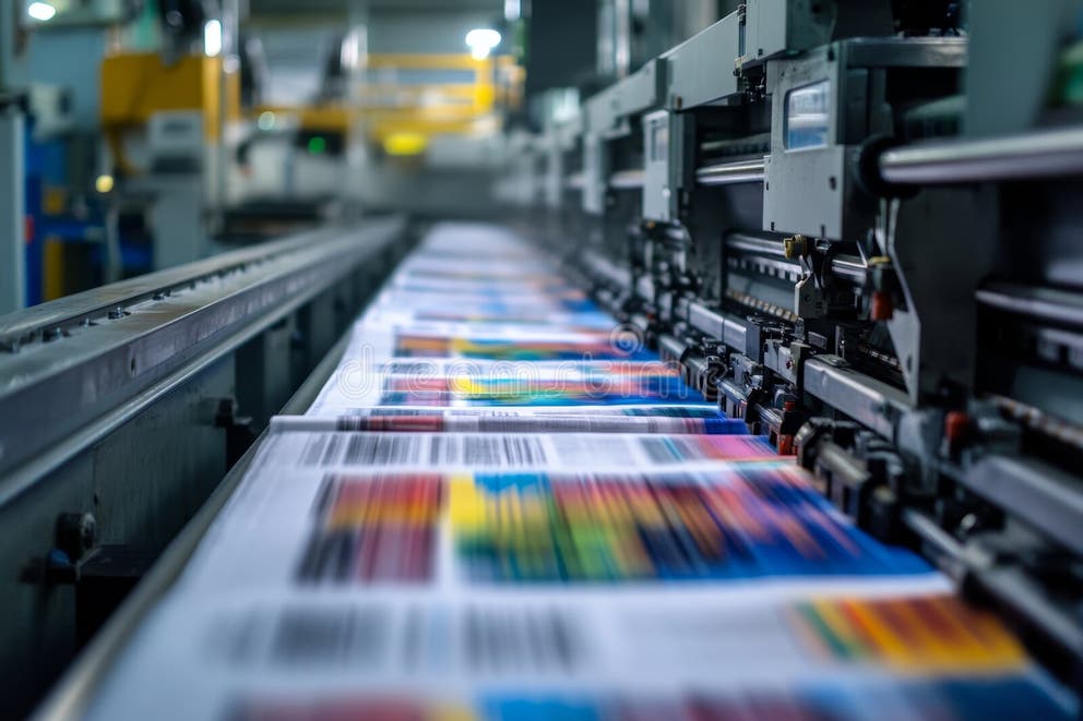 Dynamic Printing Press Capturing the Vibrant Process of Newspaper ...