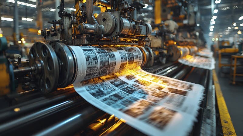 Dynamic Printing Press Producing Newspaper Headlines Fast Stock ...