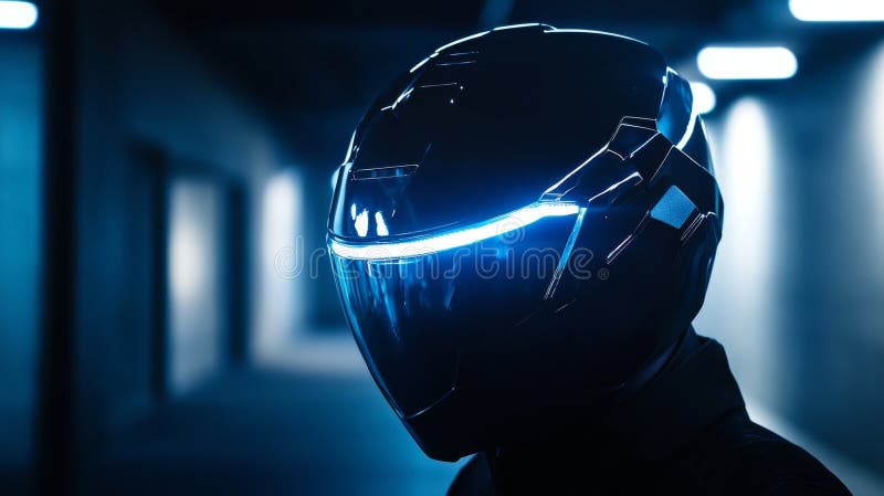 Dynamic Product Photography of a Black Hi Tech Helmet Featuring Blue ...