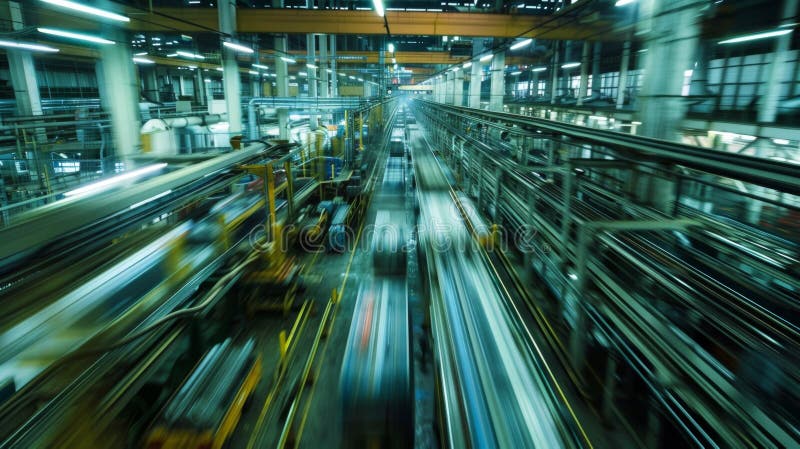 Dynamic Production Line - Blurred Motion in Industrial Factory Setting ...