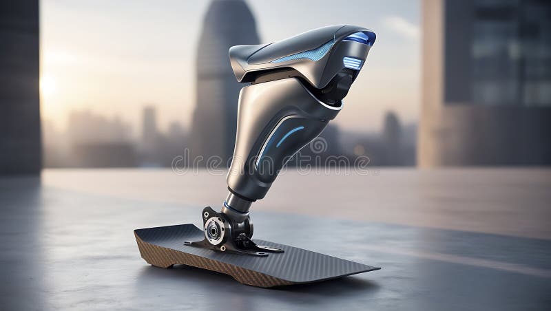 Dynamic Prosthetic Leg Featuring Sleek Curves and Gradient Blue ...