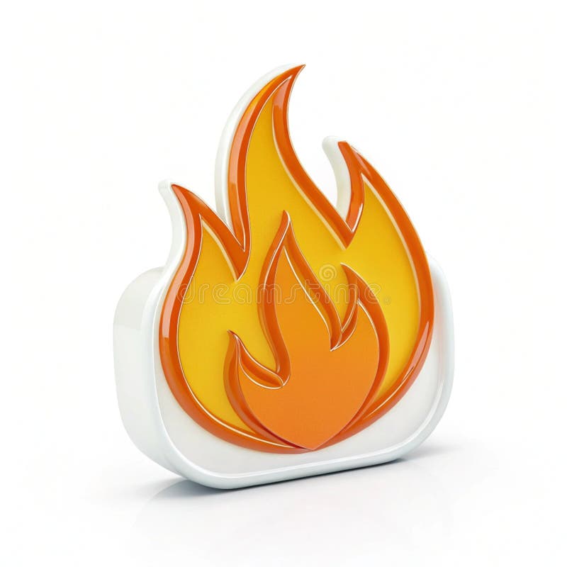 PSD 3D Flame Icon Isolated on White Background Stock Illustration ...
