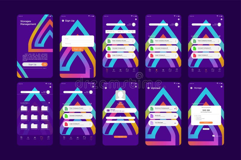 Dynamic Psychedelic Triangle Line Gradient Color Storage Management App ...