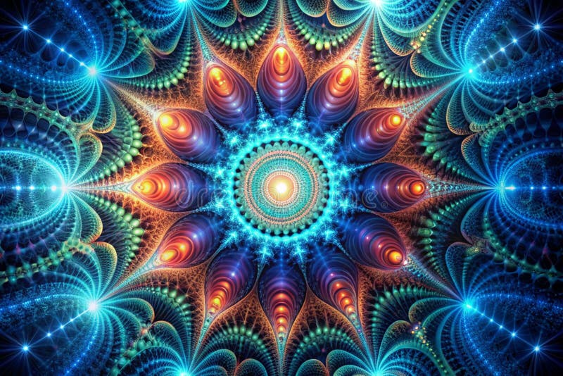 Pulsating Light Patterns in Fractal Design Stock Illustration - Illustration of arranged, energy ...
