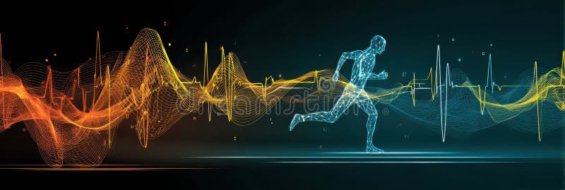 Dynamic Pulse Shape Depicting a Running Figure in Vibrant Motion on a ...