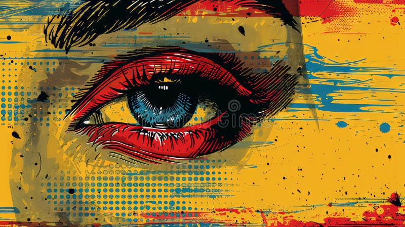 Dynamic Punk Style Artwork with Bold Eye and Vibrant Collage Elements ...