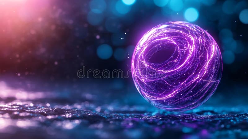 Dynamic Purple Energy Sphere with Sparkles Stock Illustration ...