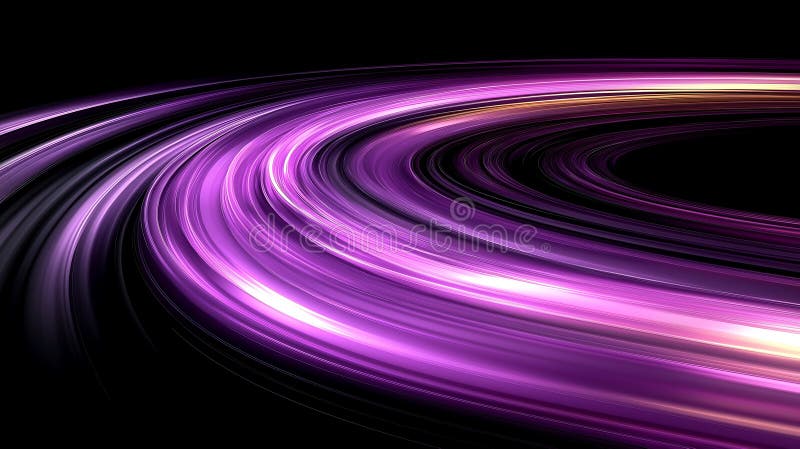 Dynamic Purple Light Trails on Black Background Stock Illustration ...