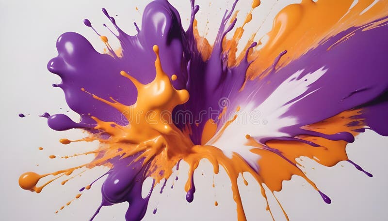 Dynamic Purple and Orange Paint Splash Captured on White Background ...
