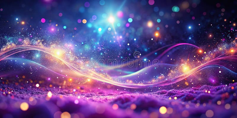Dynamic Purple Particle Wave Background with Sparkling Stars and ...