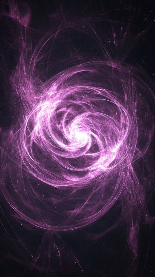 Dynamic Purple Particles Intertwine in a Vortex Shape, Glowing More ...