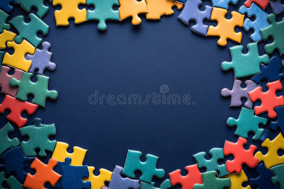 Dynamic Puzzle Border Design with Space for Text or Graphics Stock ...