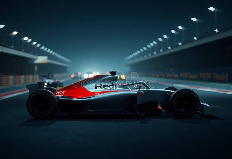 Dynamic Race Car in Night Lights Stock Illustration - Illustration of ...