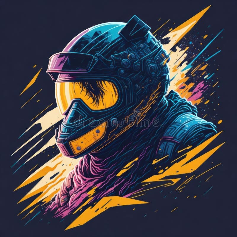Dynamic Racer Wearing Helmet. Extreme Sport Illustration Stock ...