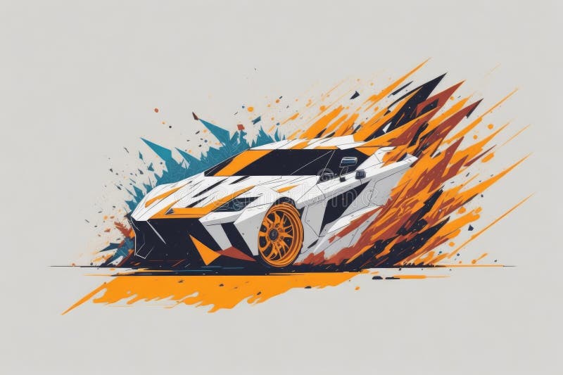 Dynamic Racing Car in Splashes. Extreme Sport Illustration Stock ...