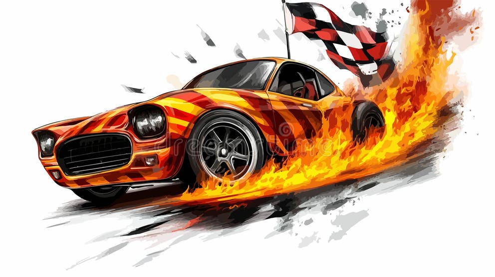 Dynamic Racing Concept with High Octane Tire, Car, and Checkered Flag ...