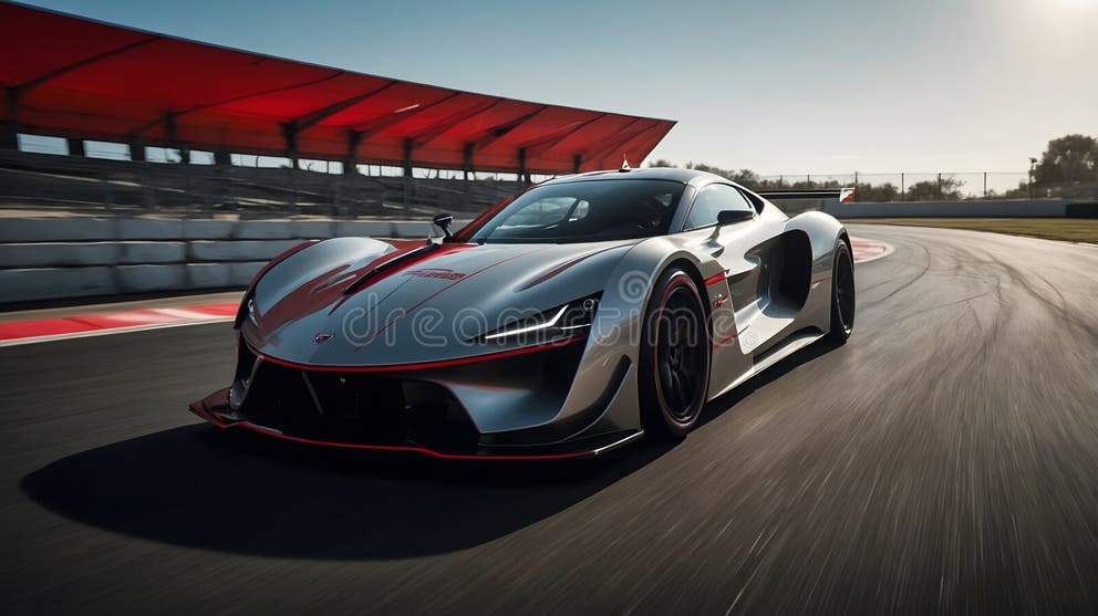 Dynamic Racing Emblem Featuring Speeding Car and Bold Design Stock ...