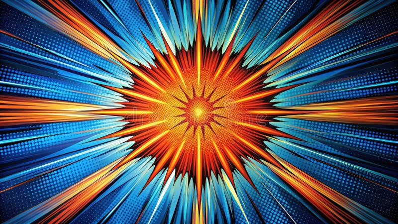 Dynamic Radial Burst Abstract Comic Book Style Energy Explosion ...