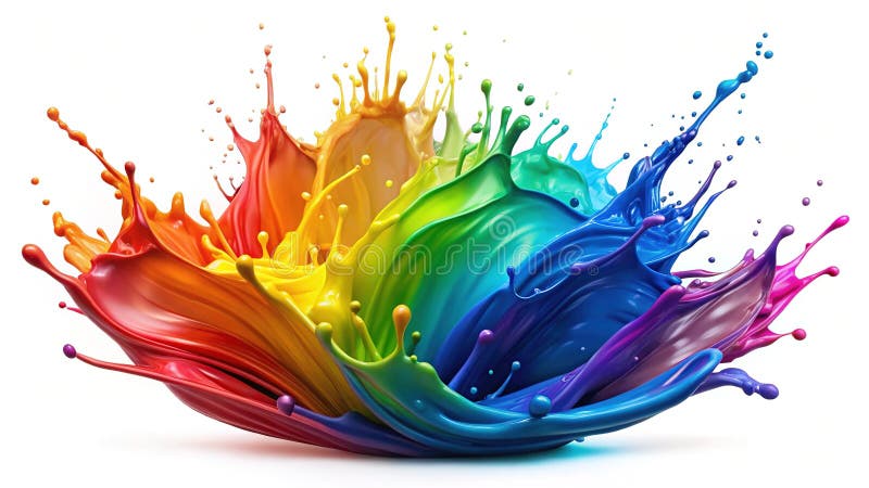 Dynamic Rainbow Acrylic Paint Splash a Vibrant Fluid Abstract Art ...