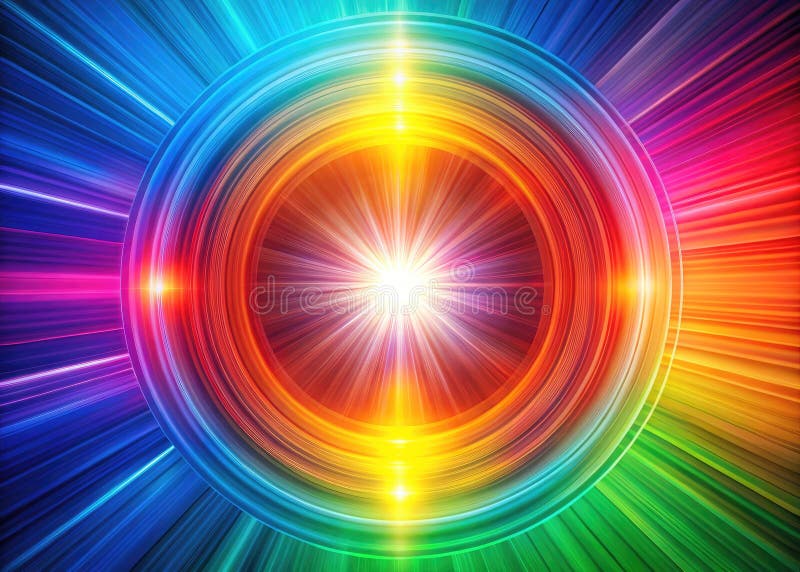 Dynamic Rainbow Light Ray Burst Wallpaper a Vibrant Circular Energy ...