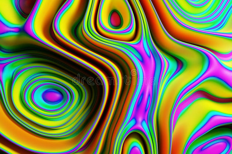 Dynamic Rainbow Liquid Waves. Fluid Shiny Curve Shape. Abstract ...