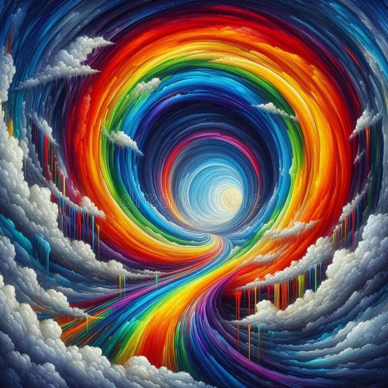 Dynamic Rainbow Spiral: Abstract Digital Art with 3D Effect and ...