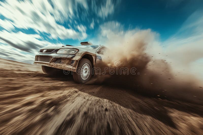 Dynamic Rally Car Racing at High Speed on a Challenging Dirt Track in ...