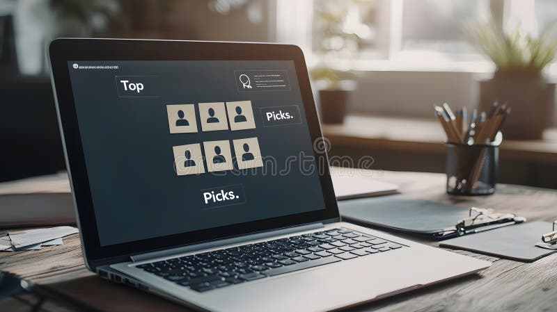Dynamic Recruitment Process Visualization with Laptop Displaying Top ...