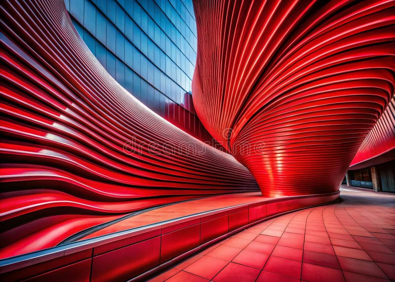 Dynamic Red Architectural Wave Design a Modern Abstract Background for ...