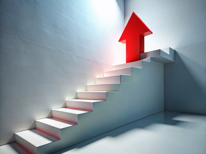 Dynamic Red Arrow Ascending Steps a Powerful Visual Representation of ...