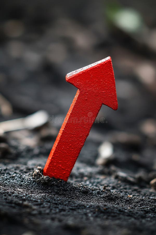 Dynamic Red Arrow Emerging from Soil Symbolizes Progress and Movement ...