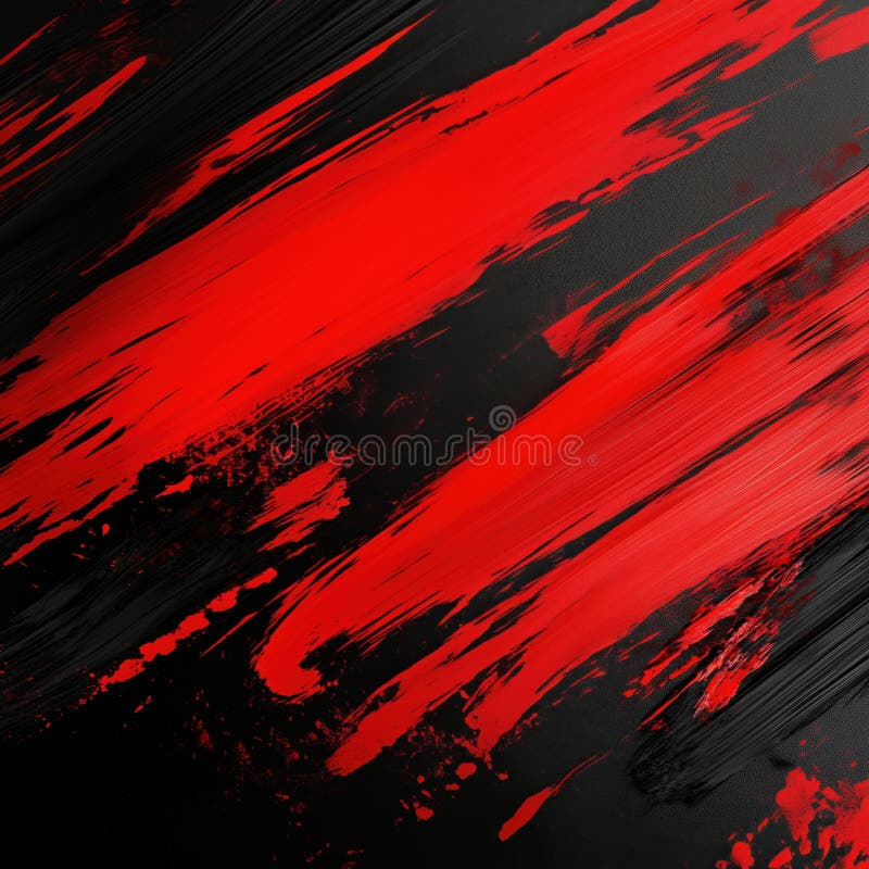 Dynamic Red and Black Abstract Art with Bold Brush Strokes and Textured ...