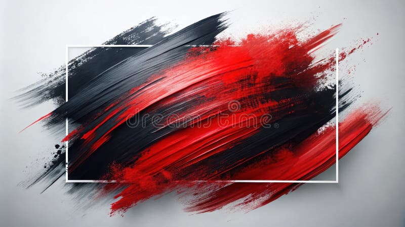 Dynamic Red and Black Abstract Paint Swirl with a Clean White Frame for ...