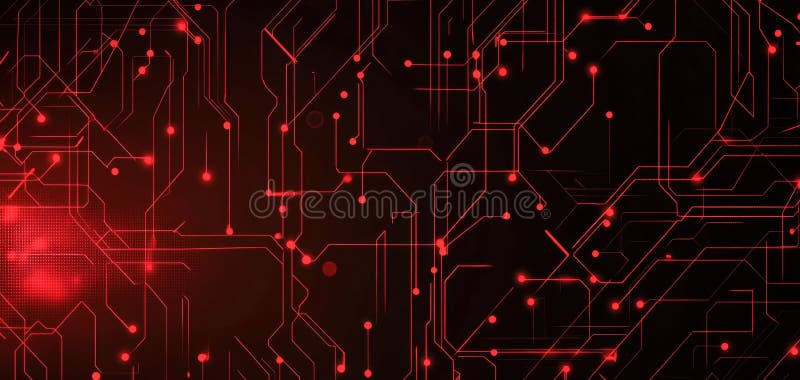 Dynamic Red and Black Cybernetic Backdrop with Intricate Circuit Design ...