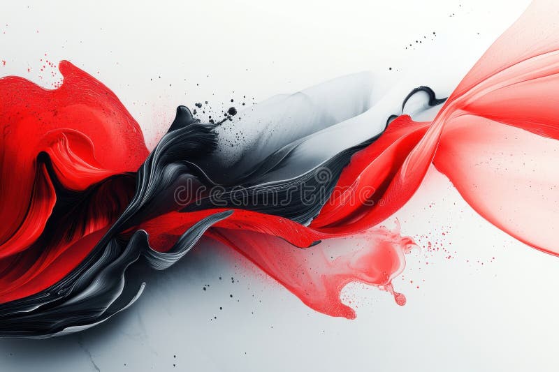 Dynamic Red and Black Ink Abstract on White Background Stock Photo ...
