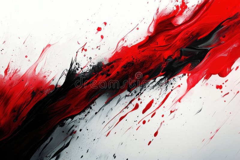 Dynamic Red and Black Ink Abstract on White Background Stock Image ...