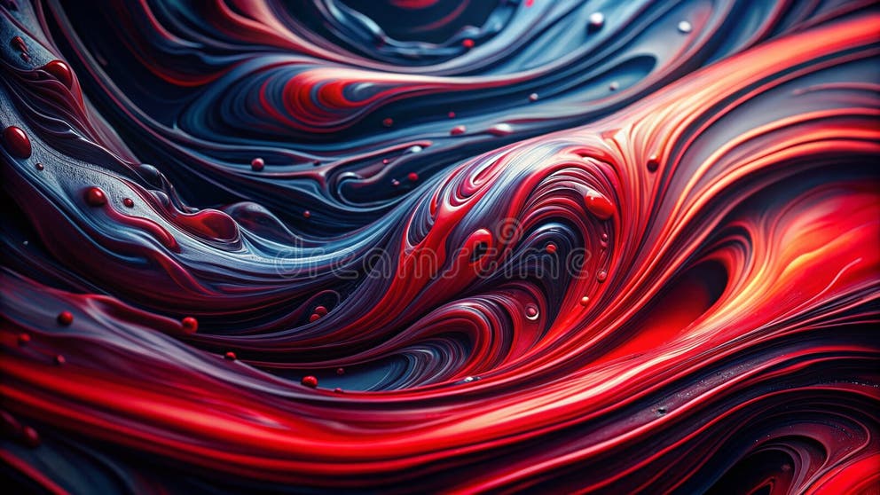 Dynamic Red and Black Liquid Swirl Background with Ample Copy Space for Design Projects Stock ...