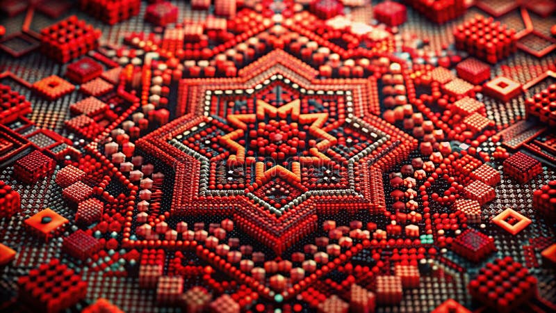 Dynamic Red and Black Pixel Art Background with Intricate Pattern and ...