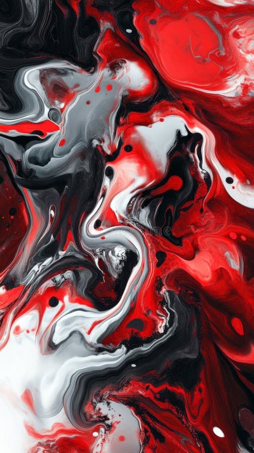 Dynamic Red Black White Swirl with Fluid Paint Texture Movement Stock ...