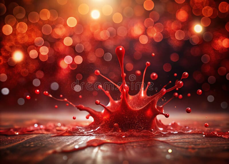 Dynamic Red Blood Splatter a Flat Design Illustration Featuring Flowing ...