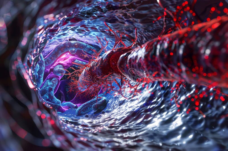 Dynamic Red and Blue Abstract Shapes with Glowing Center for ...