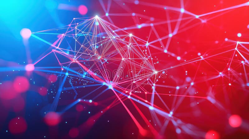 Dynamic Red and Blue Background Featuring a Network of Interconnected ...